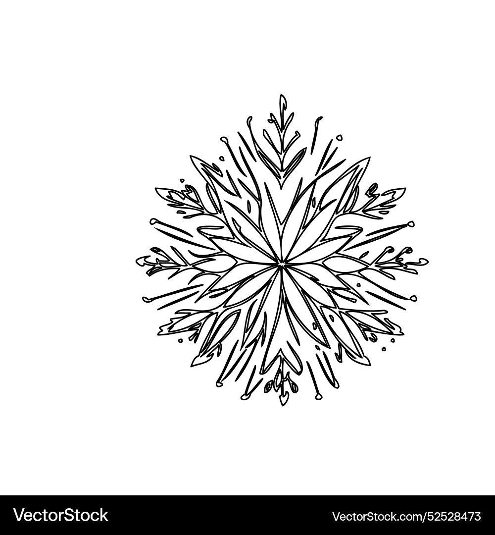 Snow flake outline sketch Royalty Free Vector Image