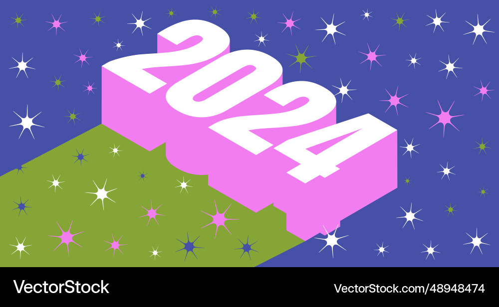 2024 typography banner retro design concept Vector Image