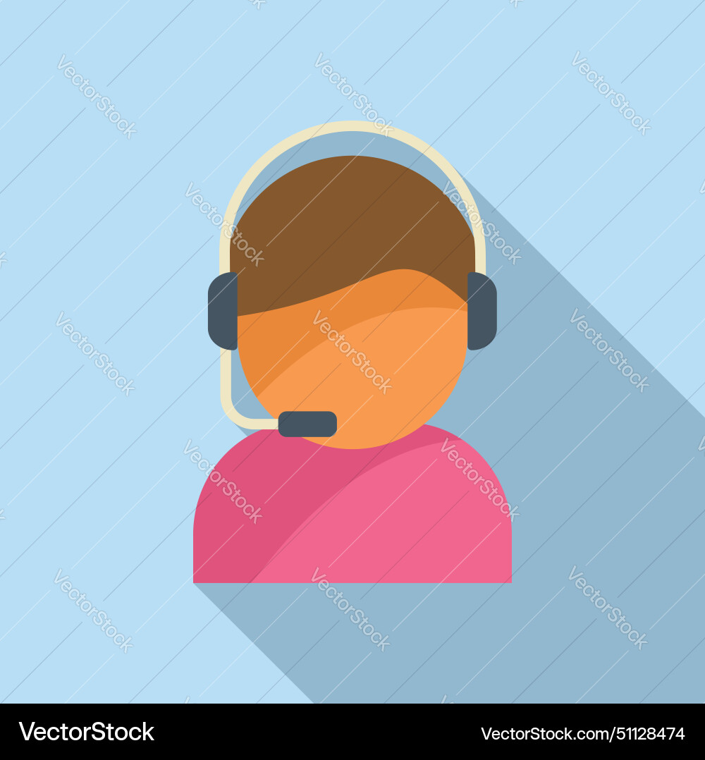Call center worker icon flat online chat Vector Image