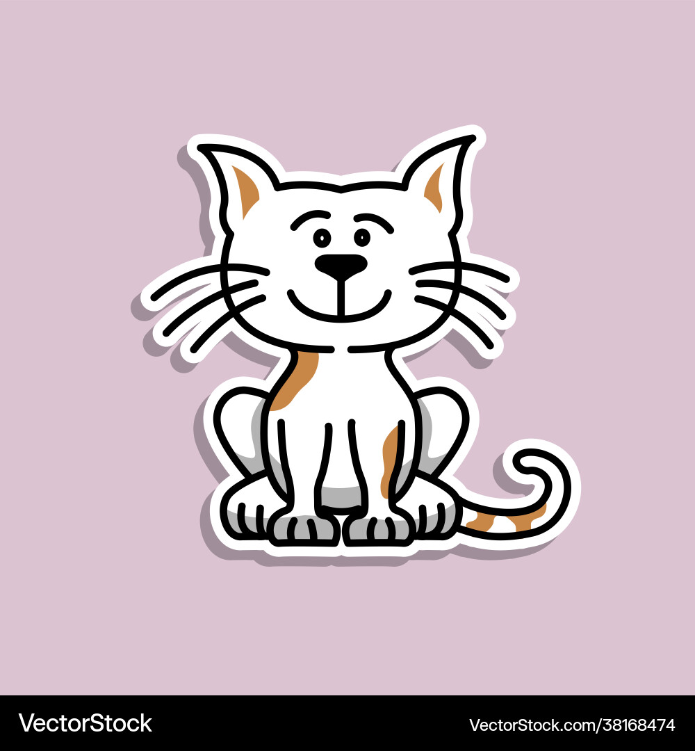 Cute animal cat sticker design Royalty Free Vector Image