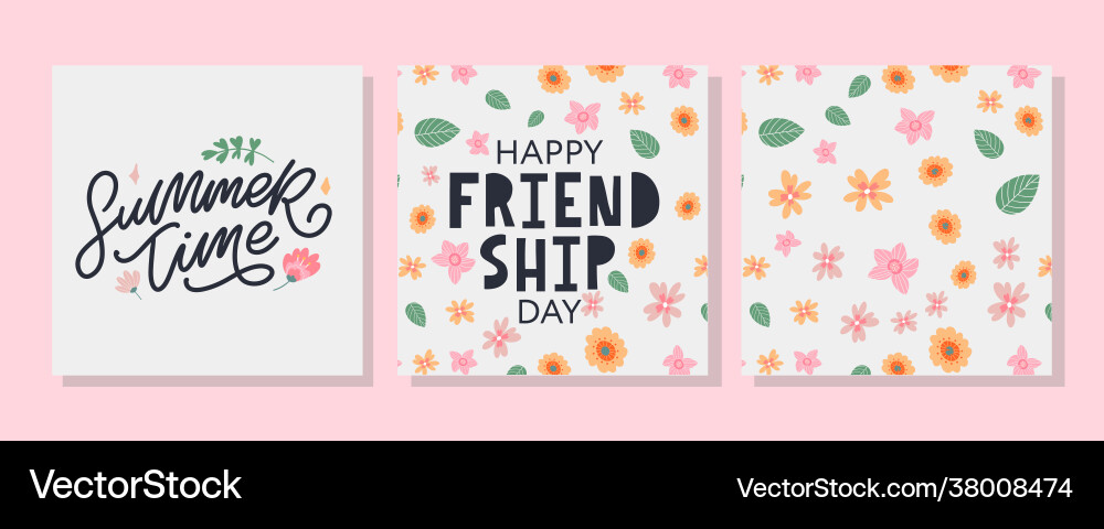 Happy friendship day summer pattern flowers Vector Image