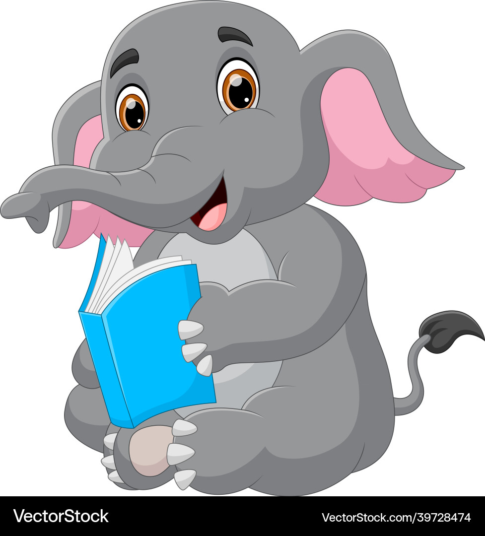 Little elephant reading a book Royalty Free Vector Image