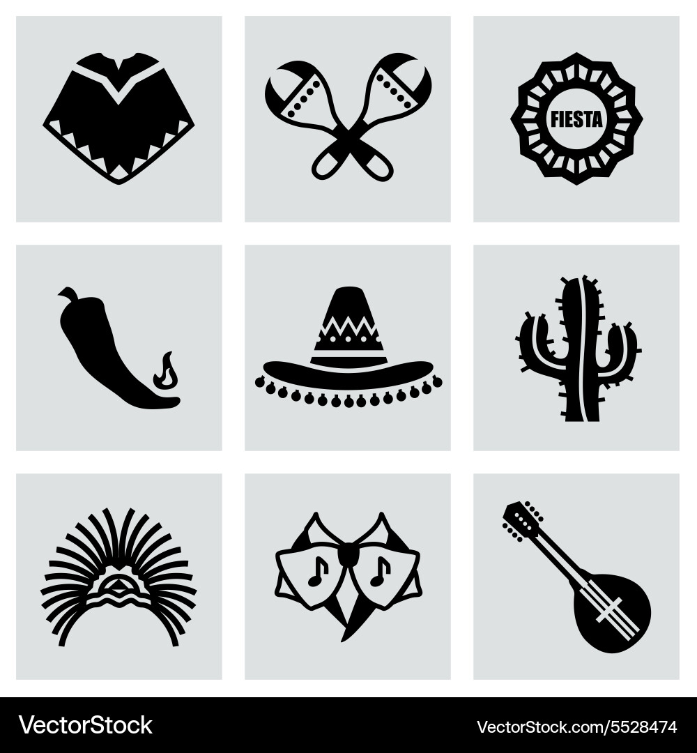 Mexican Fiesta Icon Set Royalty Free Vector Image