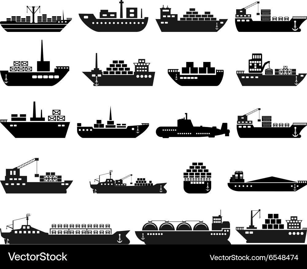 Ship and boat icon set Royalty Free Vector Image