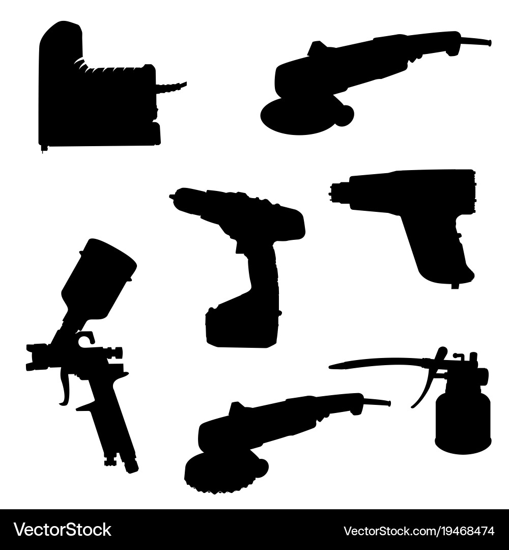 Silhouette tools set Royalty Free Vector Image