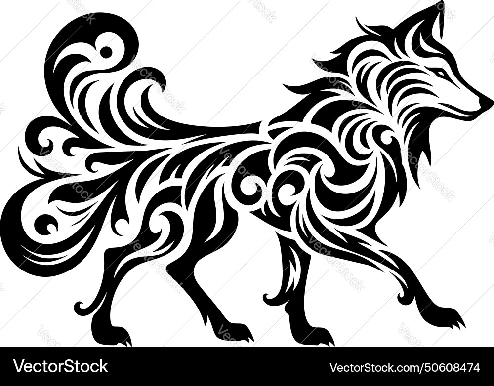 Tribal wolf tattoo design Royalty Free Vector Image