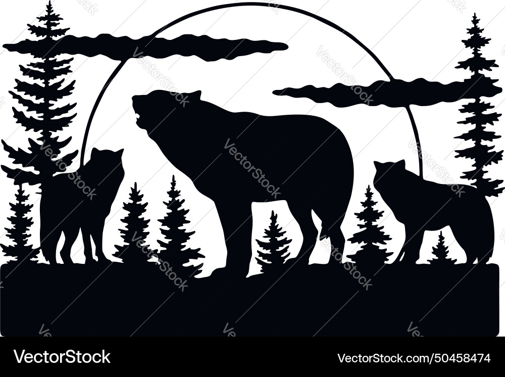 Wolf pack - wildlife stencils Royalty Free Vector Image
