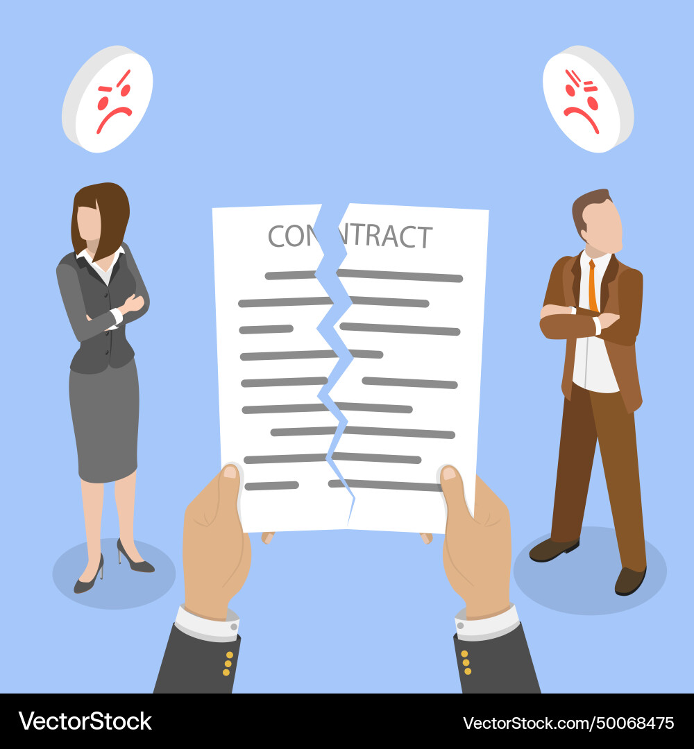 3d isometric flat of contract Royalty Free Vector Image