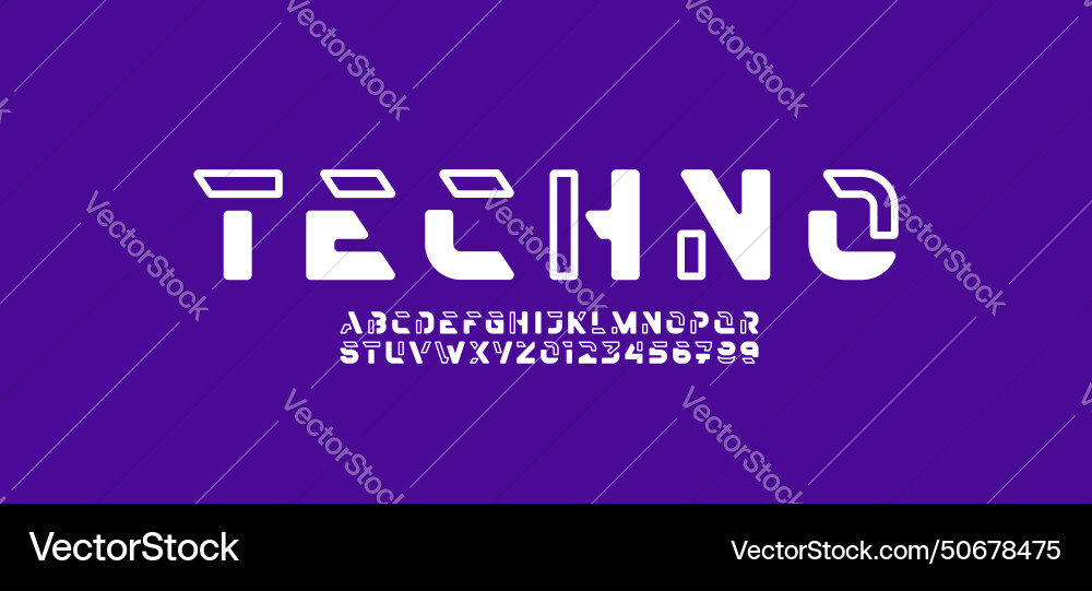 Abstract alphabet technology font Royalty Free Vector Image