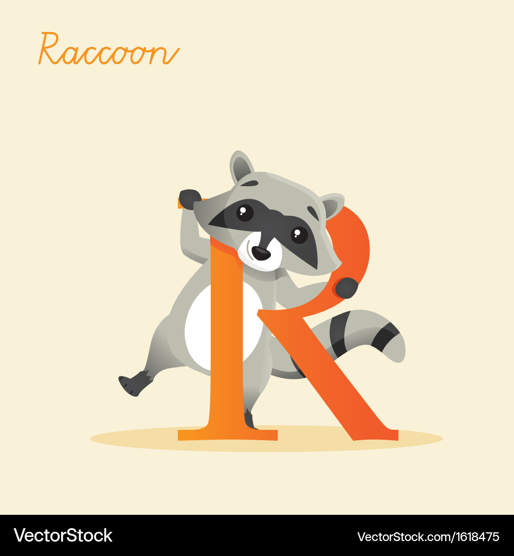 Animal alphabet with raccoon Royalty Free Vector Image