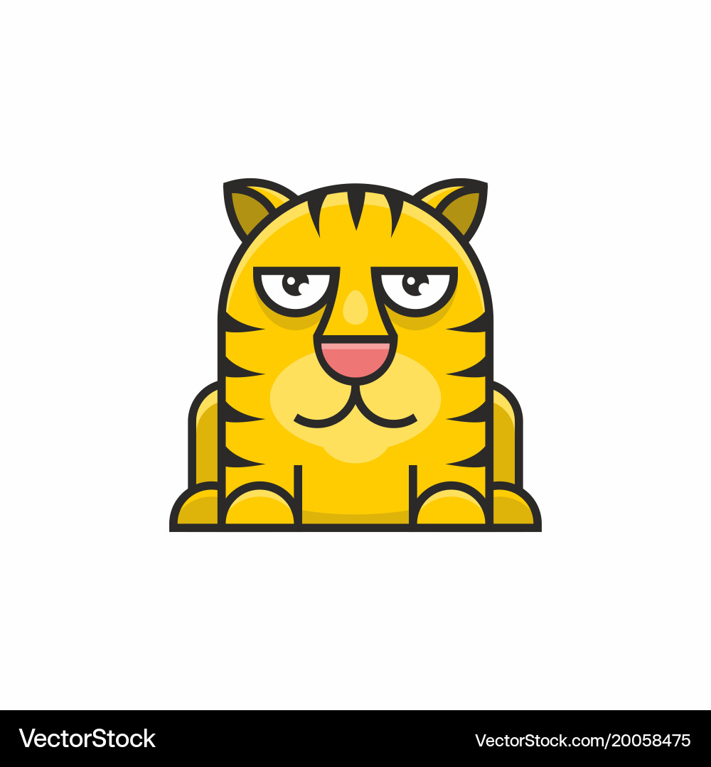 Cute tiger icon on white background Royalty Free Vector