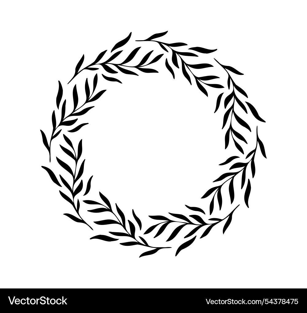 Hand drawn floral spring wreath isolated white Vector Image