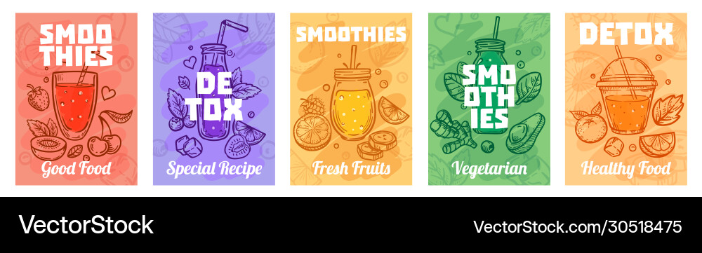 Healthy Detox Smoothies Poster Royalty Free Vector Image