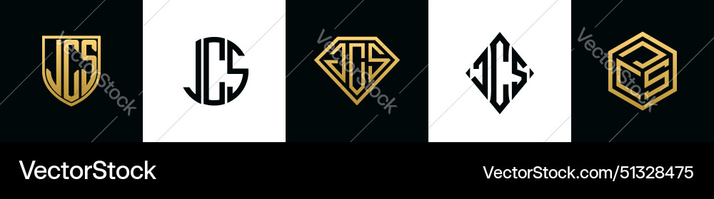 Initial letters jcs logo designs bundle Royalty Free Vector