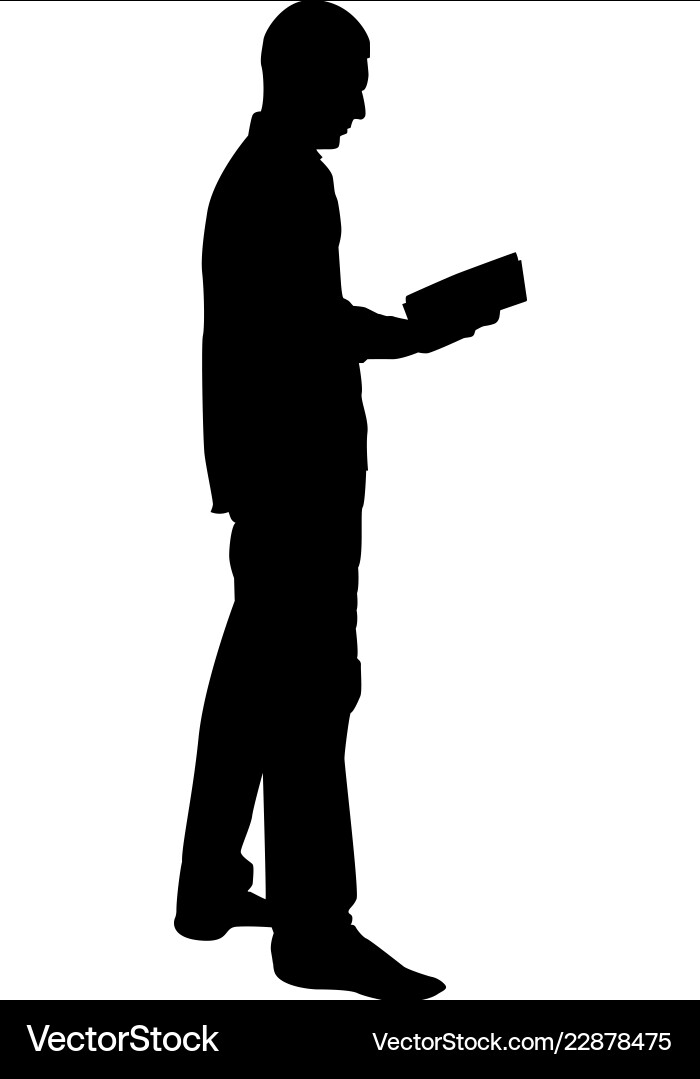 Man standing reading silhouette concept learing Vector Image