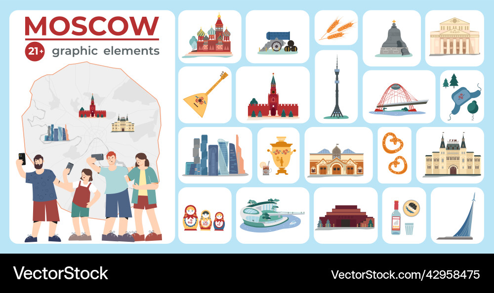 Moscow graphic elements set Royalty Free Vector Image