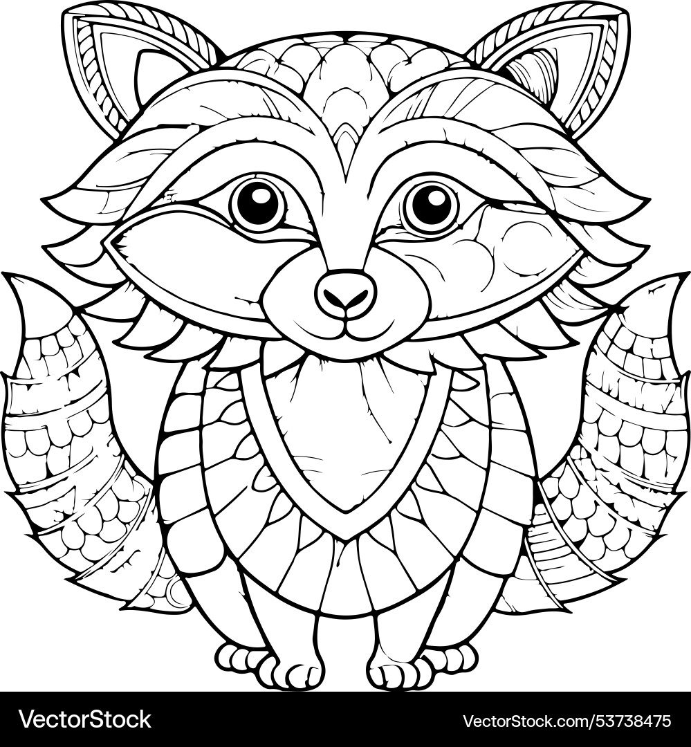 Raccoon coloring page design Royalty Free Vector Image