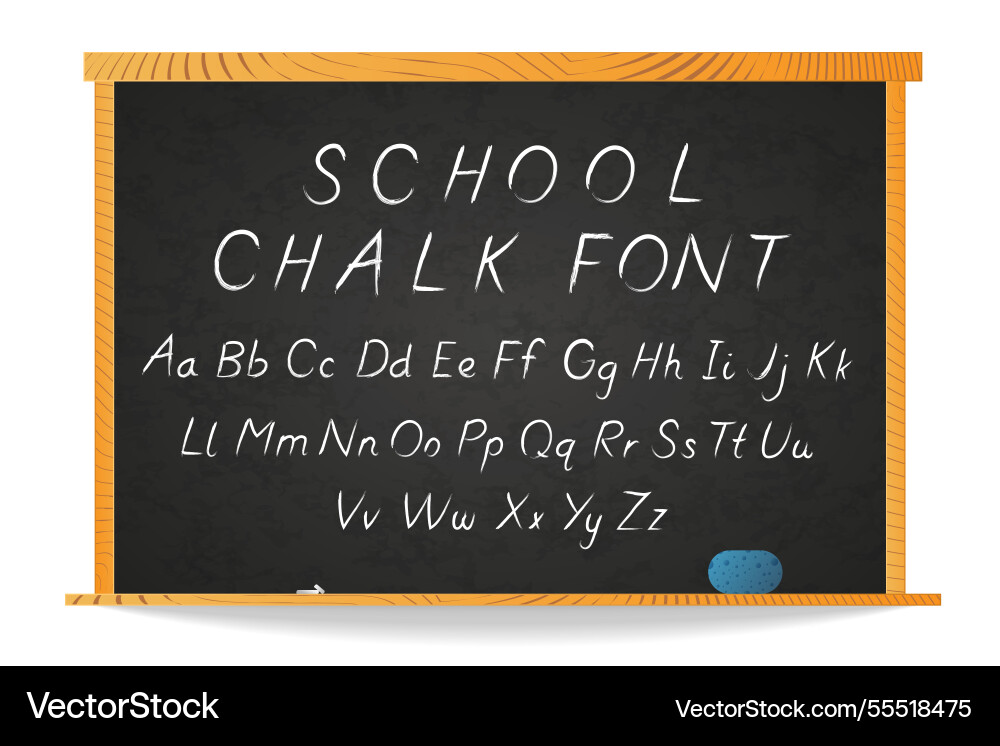 School white chalk hand-drawn cursive font on Vector Image