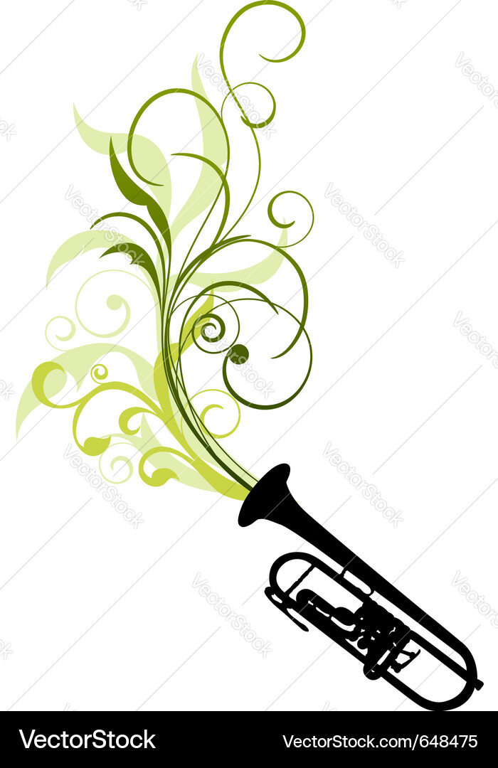 Trombone with floral Royalty Free Vector Image