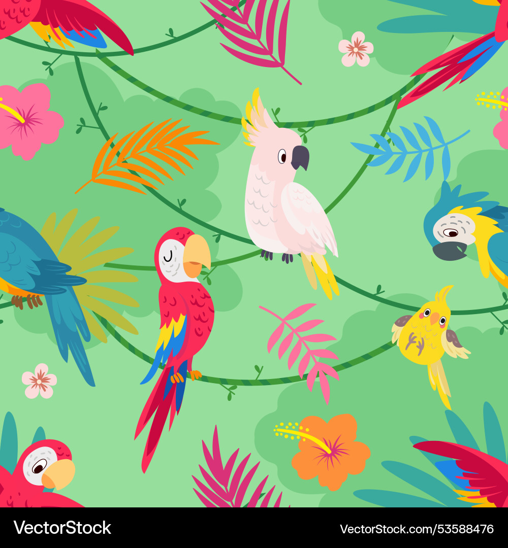 Cartoon parrot seamless pattern brazil birds Vector Image