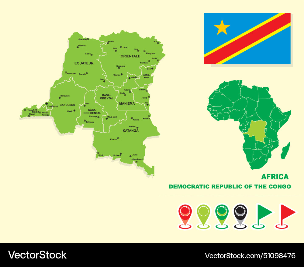 Democratic Republic of Congo Map Royalty Free Vector Image