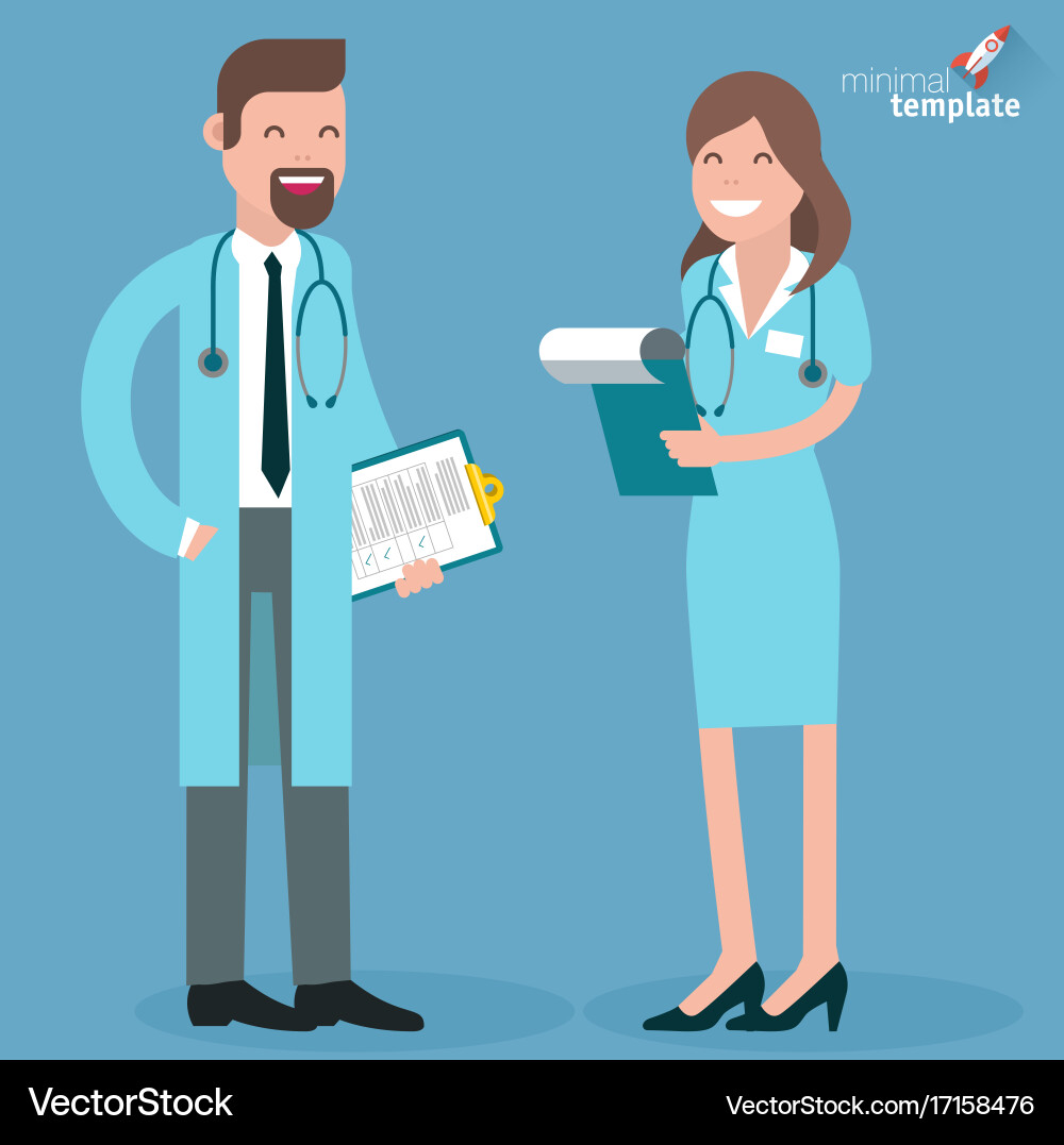 Flat design doctor and nurse Royalty Free Vector Image