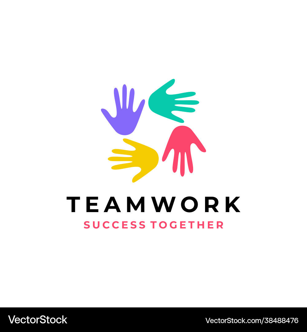Hand diversity team community logo design Vector Image