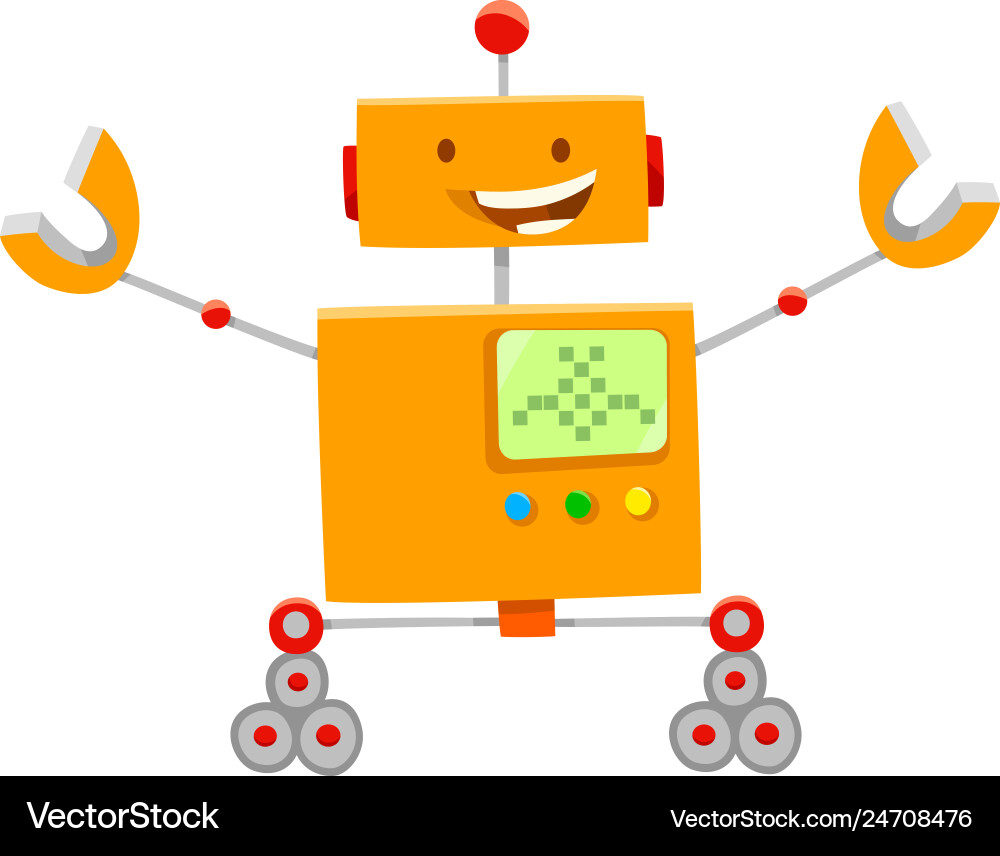 Happy orange robot cartoon character Royalty Free Vector
