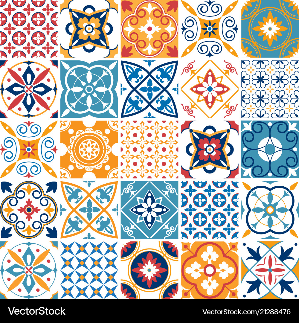 Portugal seamless pattern vintage mediterranean Vector Image