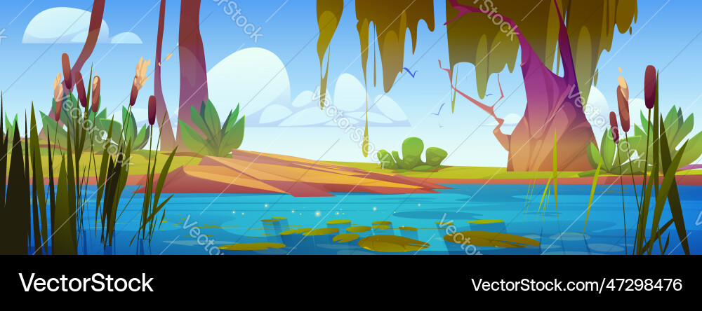 Reed Lake Landscape Royalty Free Vector Image - VectorStock