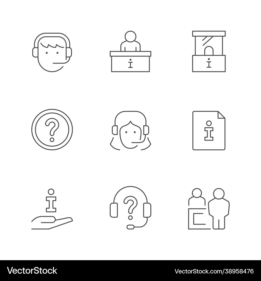 Set line icons info and help center Royalty Free Vector