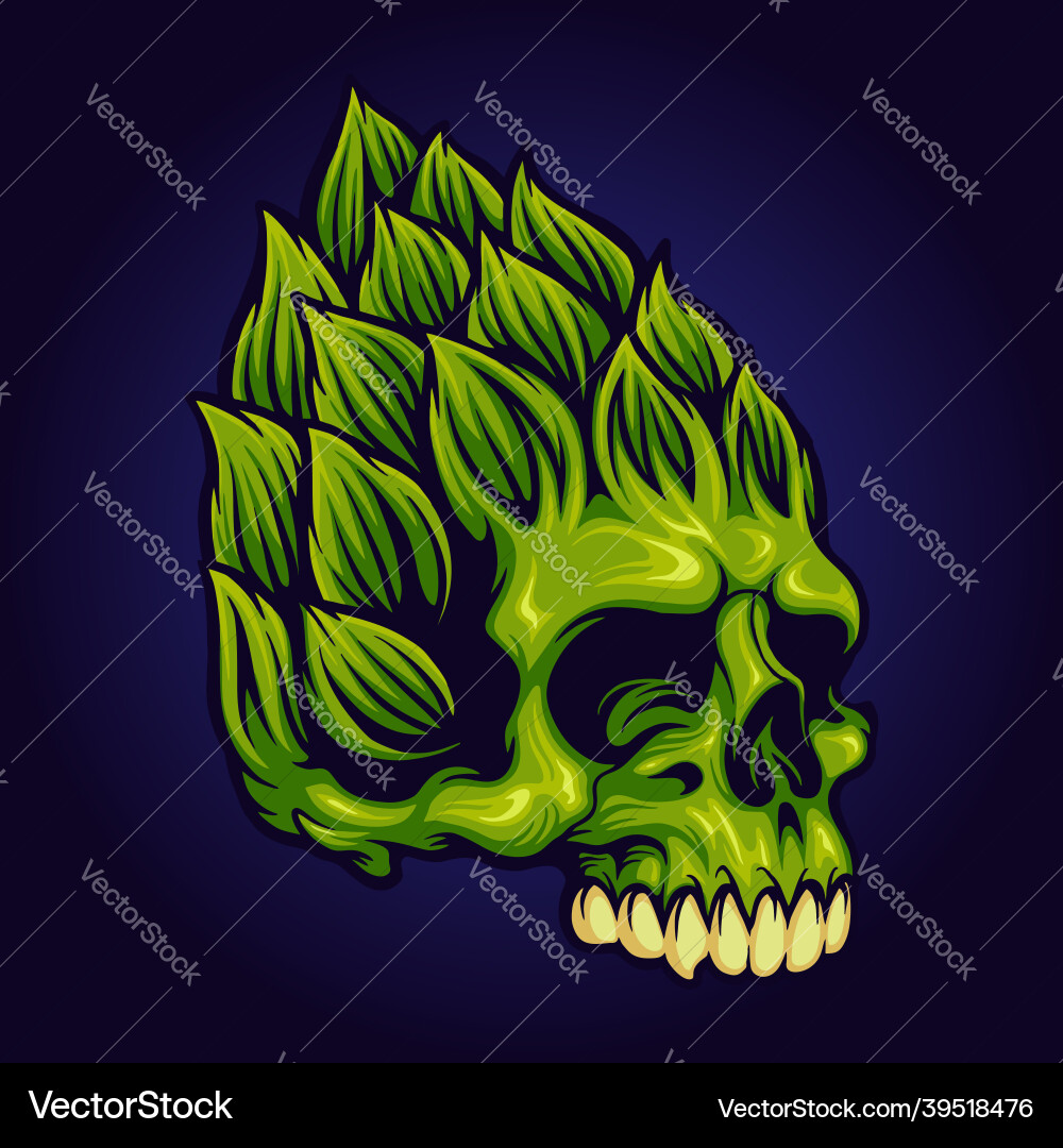 Skull Brewery Hop Mascot Royalty Free Vector Image