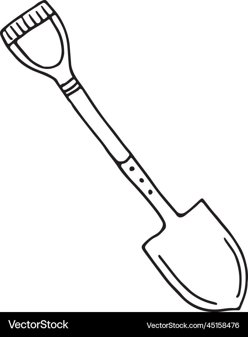 Spade drawing digging tool icon shovel doodle Vector Image