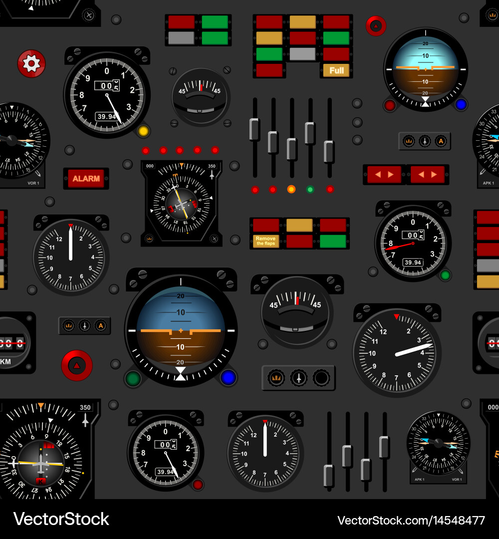 Aircraft Instrument Panel - Dashboard Royalty Free Vector