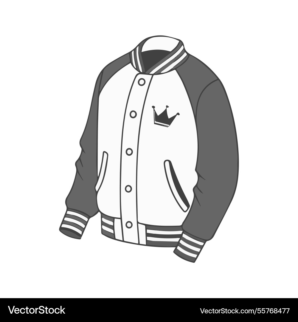 Classic varsity jacket line art Royalty Free Vector Image