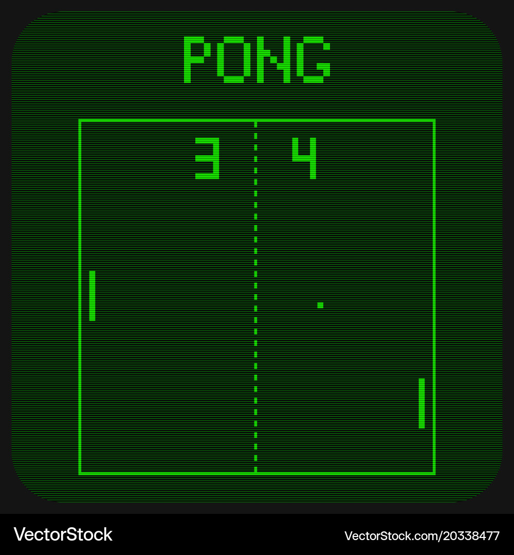 First ever computer game pong interface Royalty Free Vector
