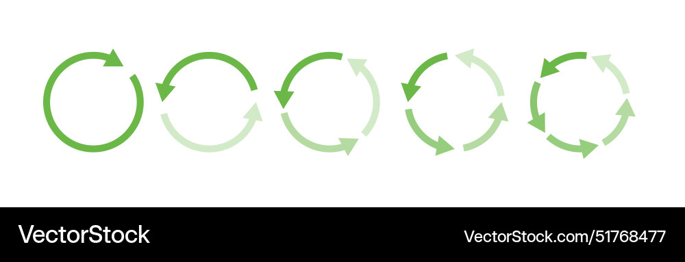 Recycling and rotation arrow icon set Royalty Free Vector