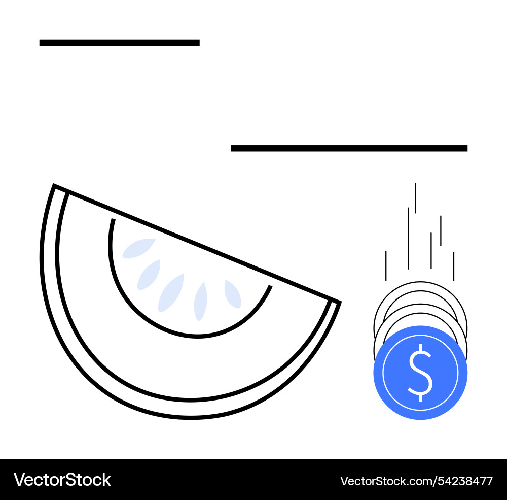 Watermelon slice and dollar coins falling Vector Image