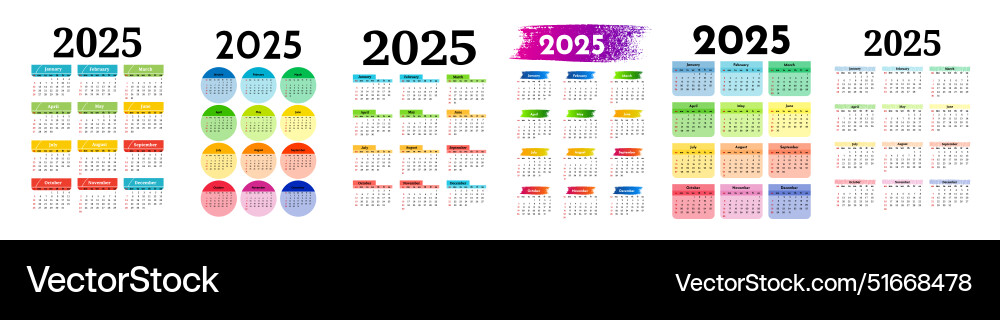 Calendar for 2025 isolated on a white background Vector Image