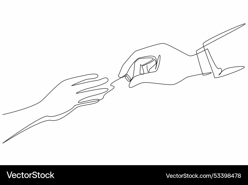 Continuous one line drawing the mans hand Vector Image