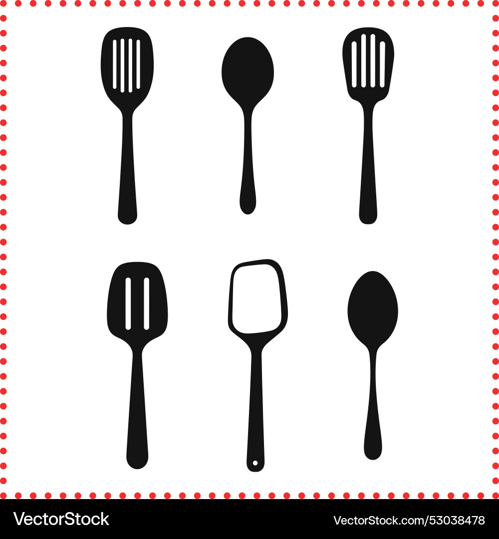 Decorative spoon and fork outline collection Vector Image