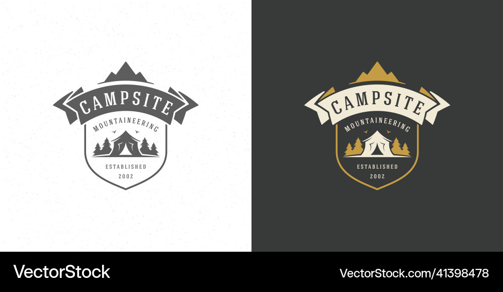 Forest camping logo emblem summer Royalty Free Vector Image