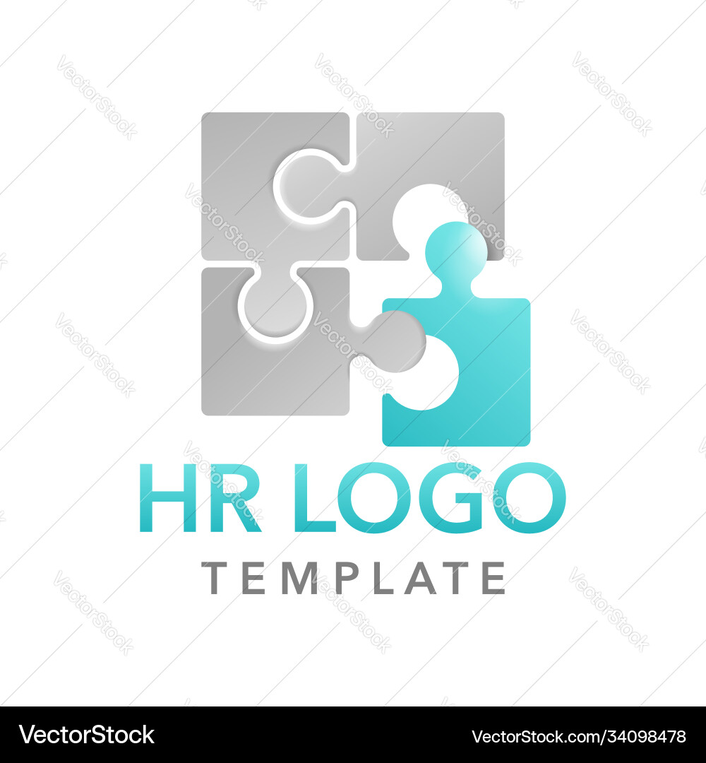 Hr logo template in form puzzle fragments Vector Image