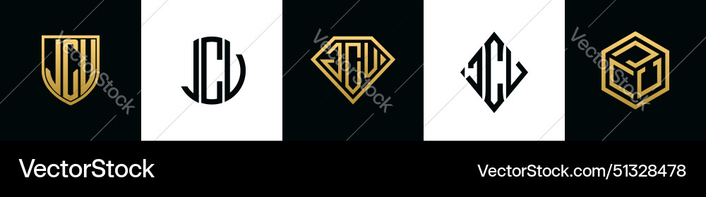 Initial letters jcv logo designs bundle Royalty Free Vector