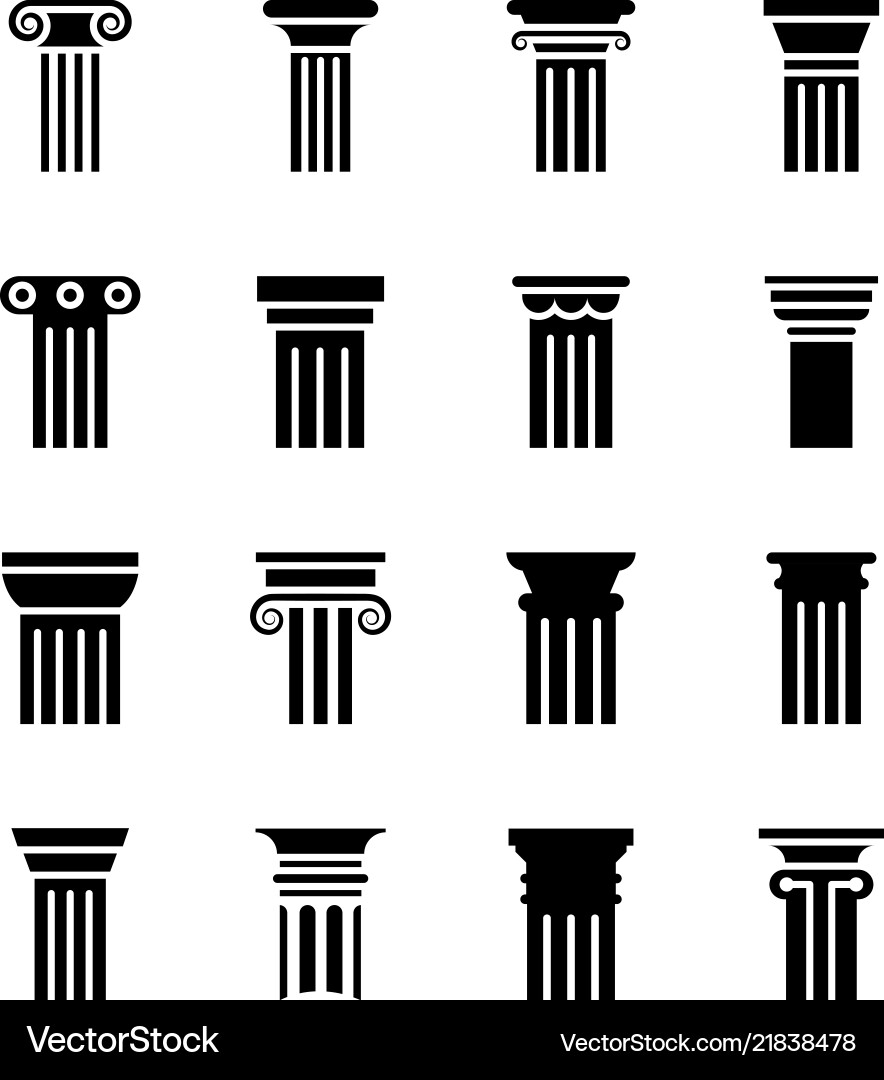 Pillar Icon Set - Modern Columns Royalty Free Vector Image