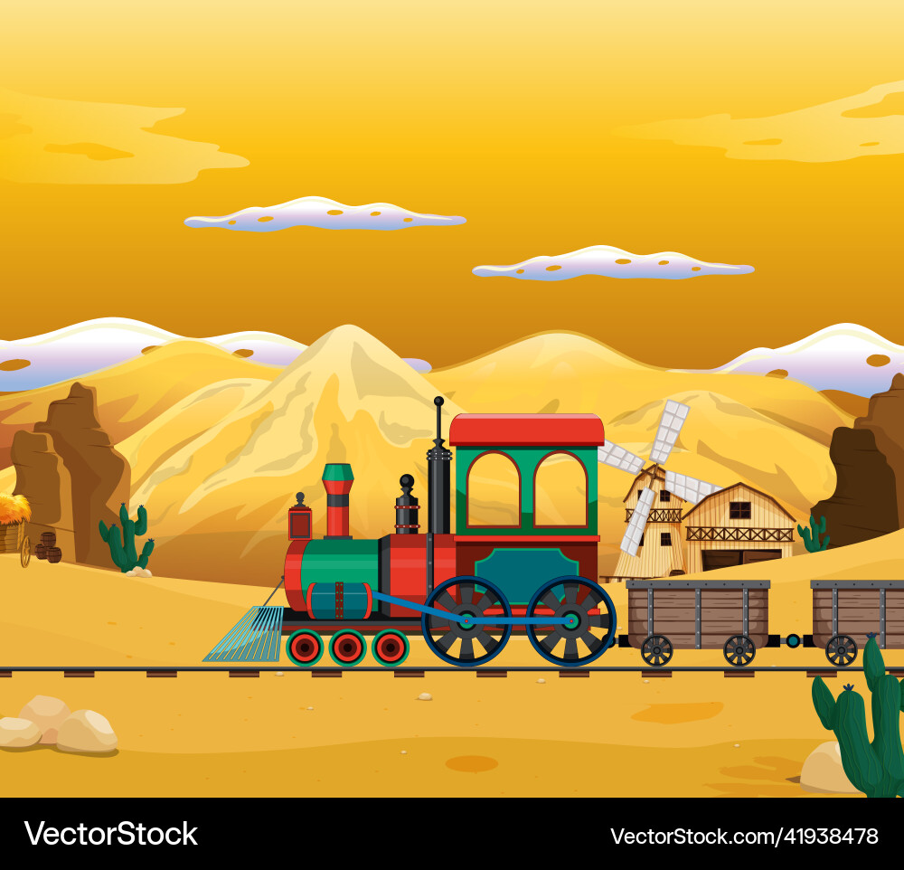 Train with natural scene Royalty Free Vector Image