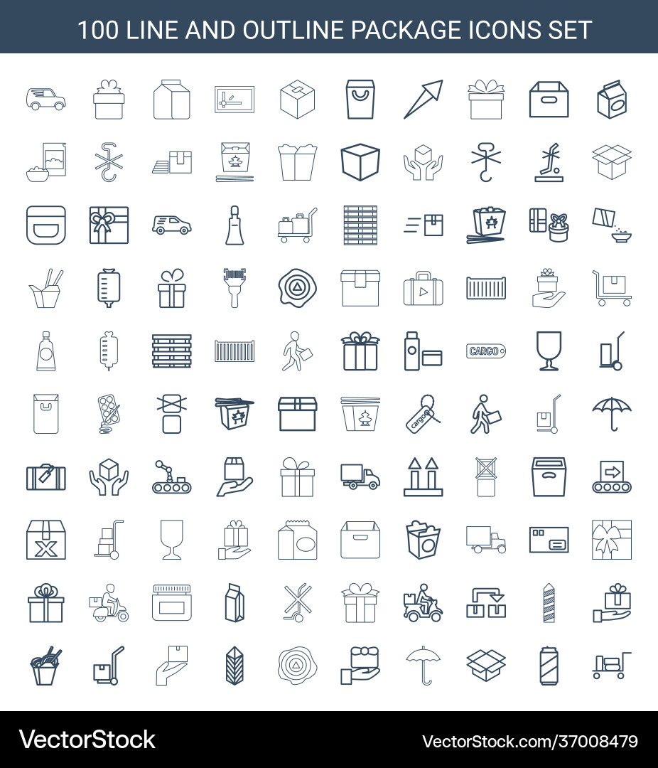 100 package icons Royalty Free Vector Image - VectorStock