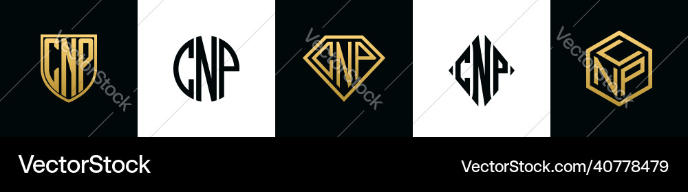 Initial letters cnp logo designs bundle Royalty Free Vector