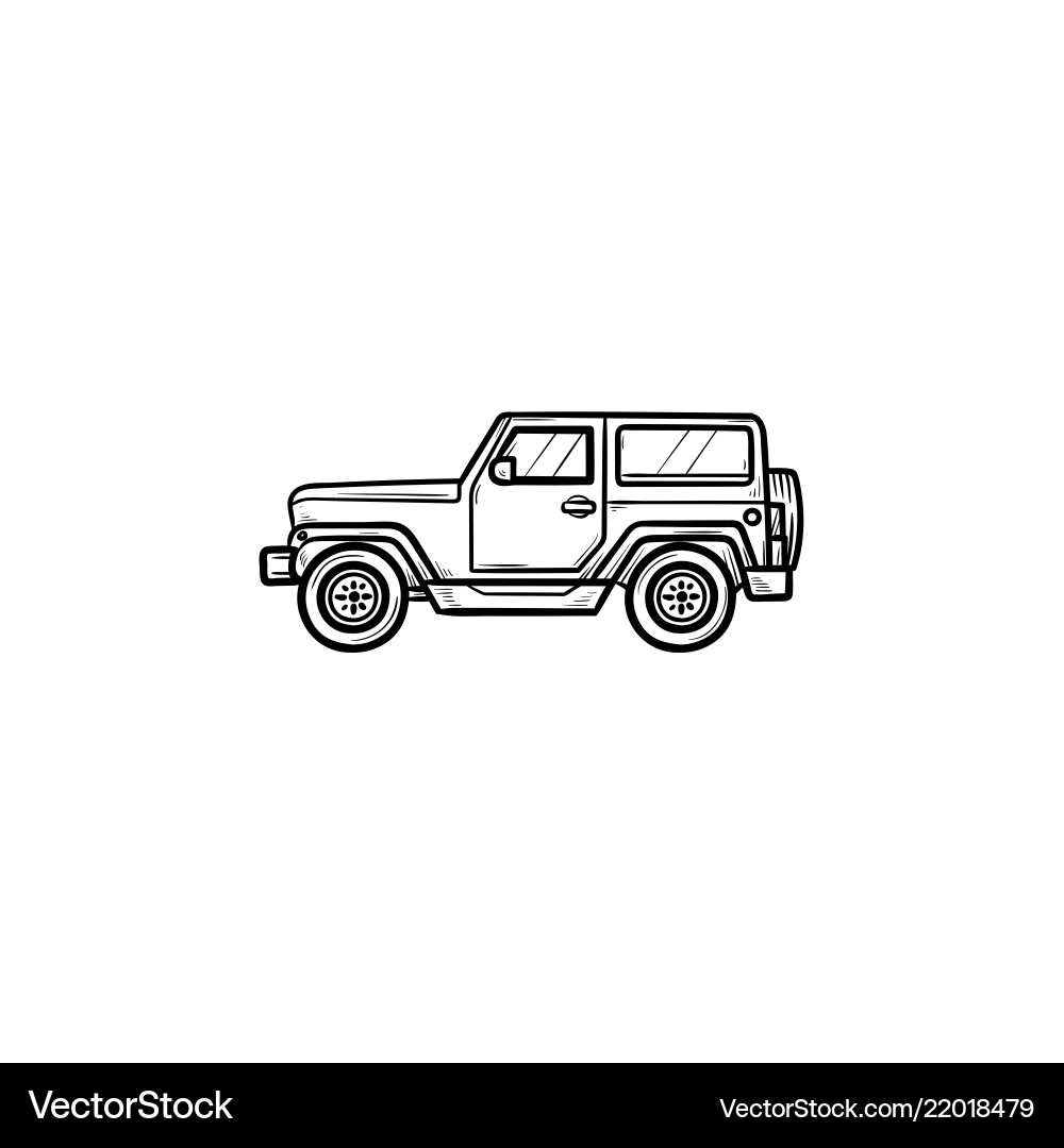 Jeep hand drawn outline doodle icon Royalty Free Vector