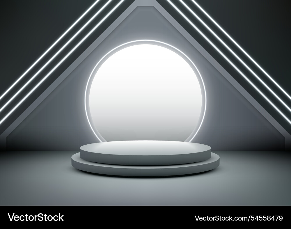 Minimalist neon stage with glowing circle Vector Image